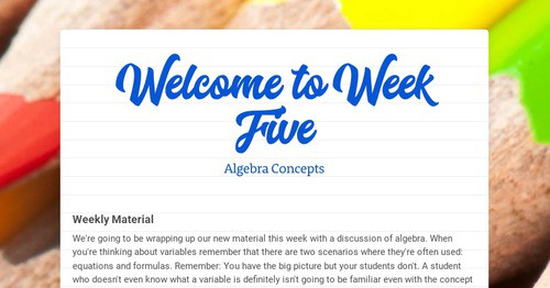 Welcome to Week Five | Smore Newsletters