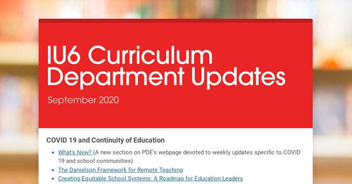 IU6 Curriculum Department Updates | Smore Newsletters