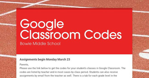 Google Classroom Codes
