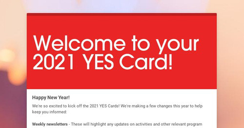 Welcome to your 2021 YES Card! | Smore Newsletters for Business