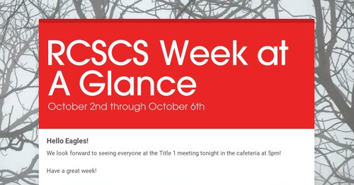 RCSCS Week at A Glance | Smore Newsletters