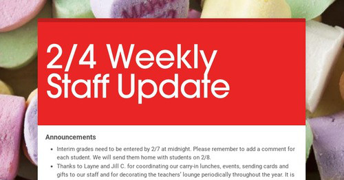 2/4 Weekly Staff Update | Smore Newsletters for Education