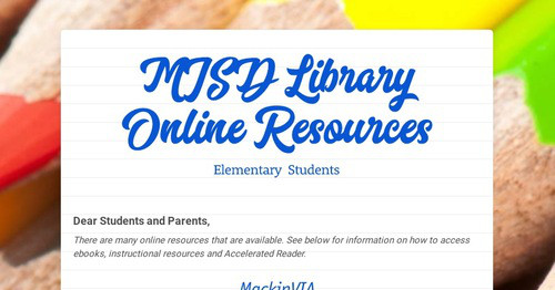 MISD Library Online Resources | Smore Newsletters