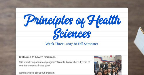 Principles of Health Sciences | Smore Newsletters