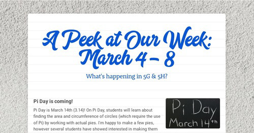 A Peek at Our Week: March 4 - 8 | Smore Newsletters
