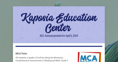 Kaposia Education Center | Smore Newsletters