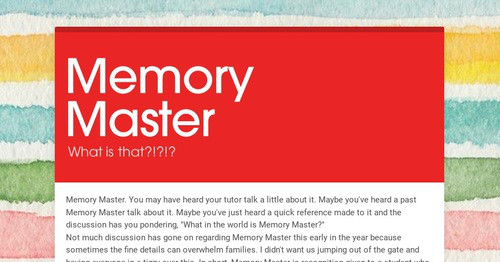 Memory Master | Smore Newsletters