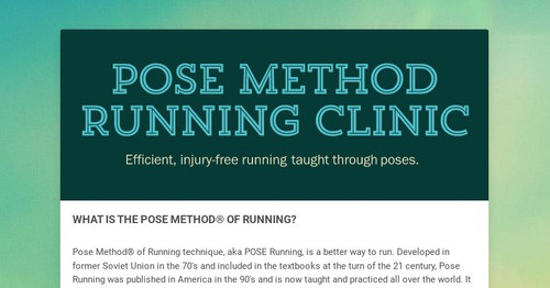 Pose Method Running Clinic | Smore Newsletters