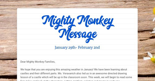 Mighty Monkey Message | Smore Newsletters for Education