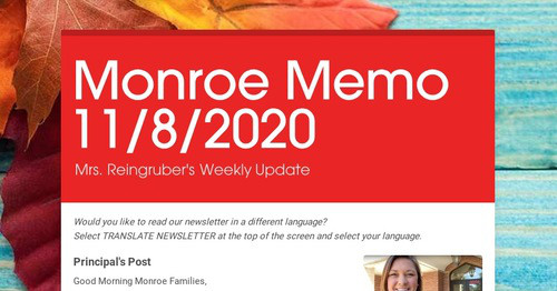 Monroe Memo 11/8/2020 | Smore Newsletters