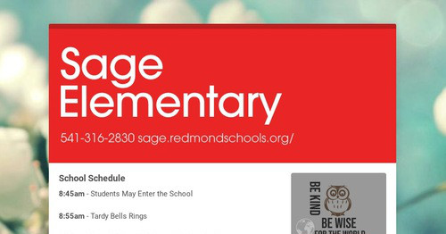 Sage Elementary | Smore Newsletters