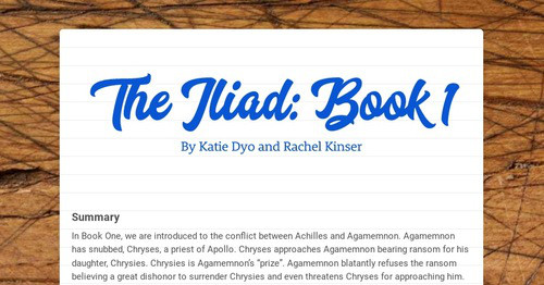 The Iliad: Book 1 | Smore Newsletters