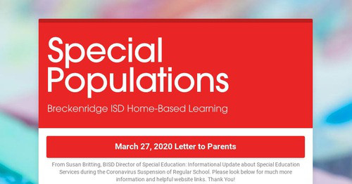 Special Populations | Smore Newsletters for Education