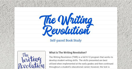 The Writing Revolution | Smore Newsletters