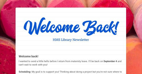 Welcome Back! | Smore Newsletters