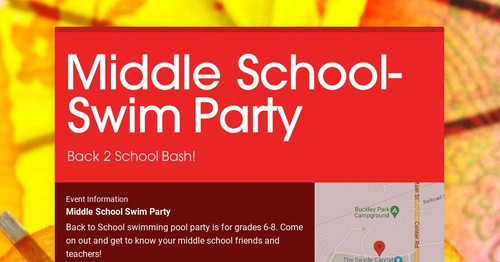 Middle School- Swim Party | Smore Newsletters