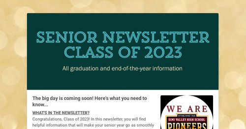Senior Newsletter Class of 2023 | Smore Newsletters