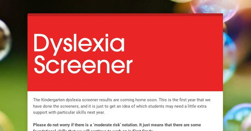 Dyslexia Screener