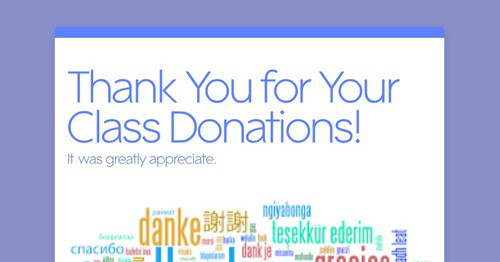 Thank You for Your Class Donations! | Smore Newsletters