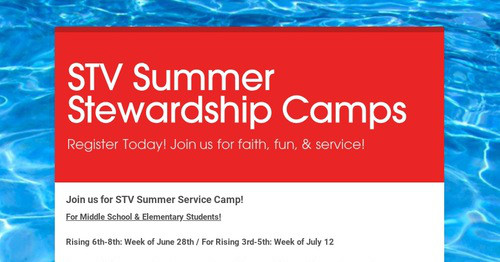 STV Summer Stewardship Camps | Smore Newsletters