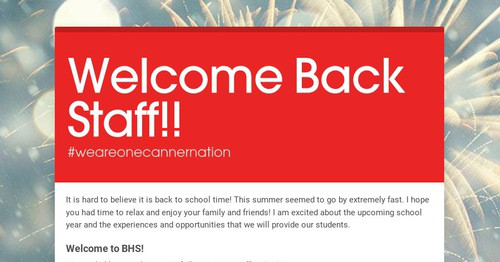 Welcome Back Staff!! | Smore Newsletters for Business