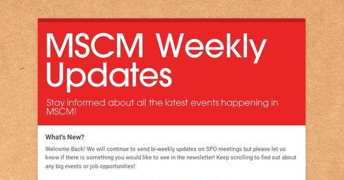 MSCM Weekly Updates | Smore Newsletters