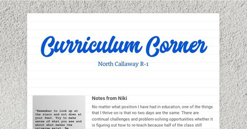 Curriculum Corner | Smore Newsletters for Education