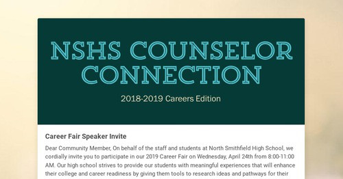 NSHS Counselor Connection | Smore Newsletters for Education
