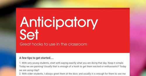 Anticipatory Set | Smore Newsletters