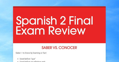 Spanish 2 Final Exam Review | Smore Newsletters