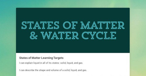 States of Matter & Water Cycle | Smore Newsletters