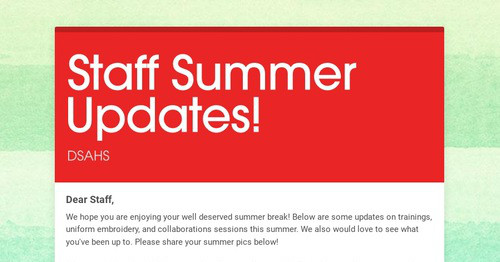 Staff Summer Updates! | Smore Newsletters for Education