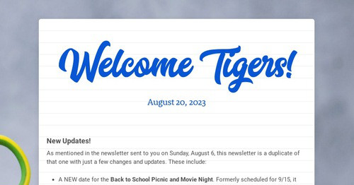 Welcome Tigers! | Smore Newsletters for Business