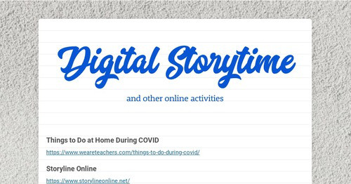 Digital Storytime | Smore Newsletters