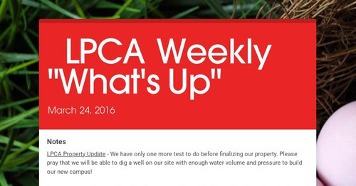 LPCA Weekly "What's Up"