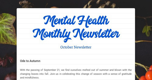 Mental Health Monthly Newsletter | Smore Newsletters