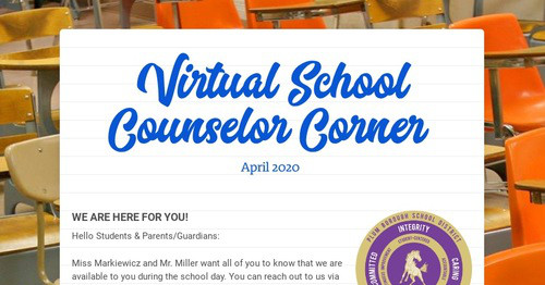 Virtual School Counselor Corner | Smore Newsletters for Education