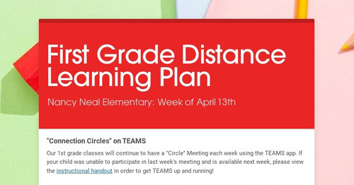 First Grade Distance Learning Plan | Smore Newsletters for Education