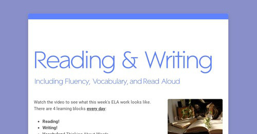 Reading & Writing | Smore Newsletters
