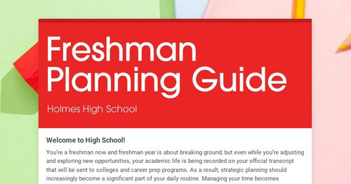 Freshman Planning Guide | Smore Newsletters