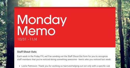 Monday Memo | Smore Newsletters