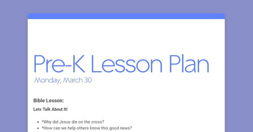 Pre-K Lesson Plan | Smore Newsletters