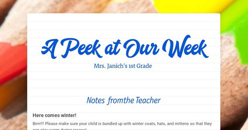 A Peek at Our Week | Smore Newsletters