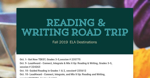Reading & Writing Road Trip | Smore Newsletters for Education