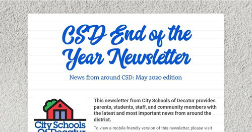 CSD End of the Year Newsletter