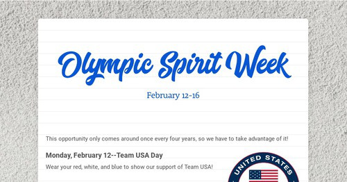 Olympic Spirit Week | Smore Newsletters for Education