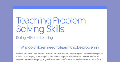 Teaching Problem Solving Skills | Smore Newsletters