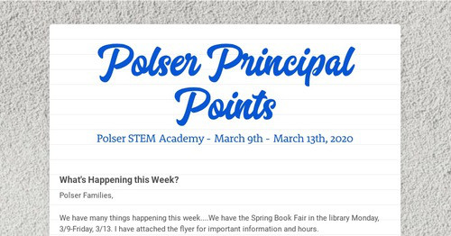 Polser Principal Points | Smore Newsletters