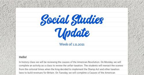 Social Studies Update | Smore Newsletters