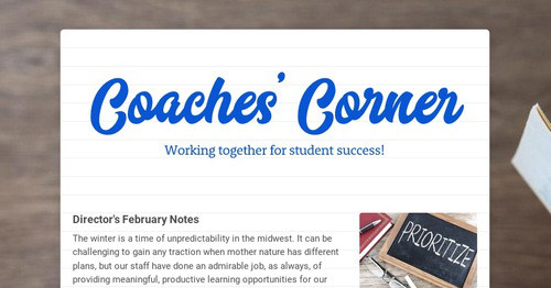 Coaches' Corner | Smore Newsletters